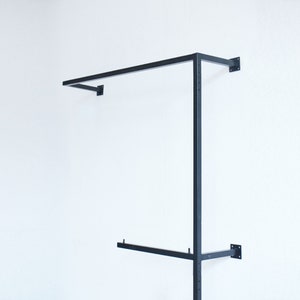Wall Mounted Black Clothing Rack, Metal Two Tier Clothes Rack ...