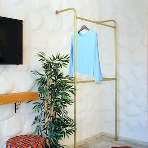 Custom Wall Mounted Clothing Rack, Two Tier Clothes Rack Gold Coat Rack ...