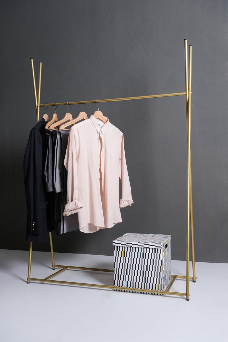 Industrial Clothes Rack Gold Clothing Rack Standing Coat - Etsy