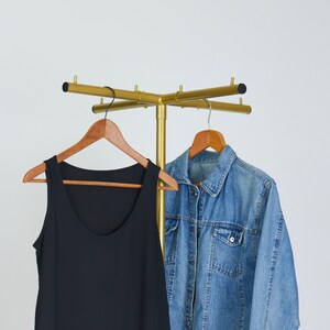 Gold Custom Clothing Rack, Modern Standing Coat Rack, Metal Industrial ...