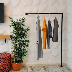 Custom Minimalist Clothes Rack , Industrial Wall Mounted Clothing Rack ...