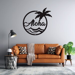 Metal Wall Art Decor Hawaii Aloha Sign, Custom Hanging Personalized ...