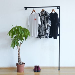 Wall Mounted Black Clothing Rack, Metal Two Tier Clothes Rack ...