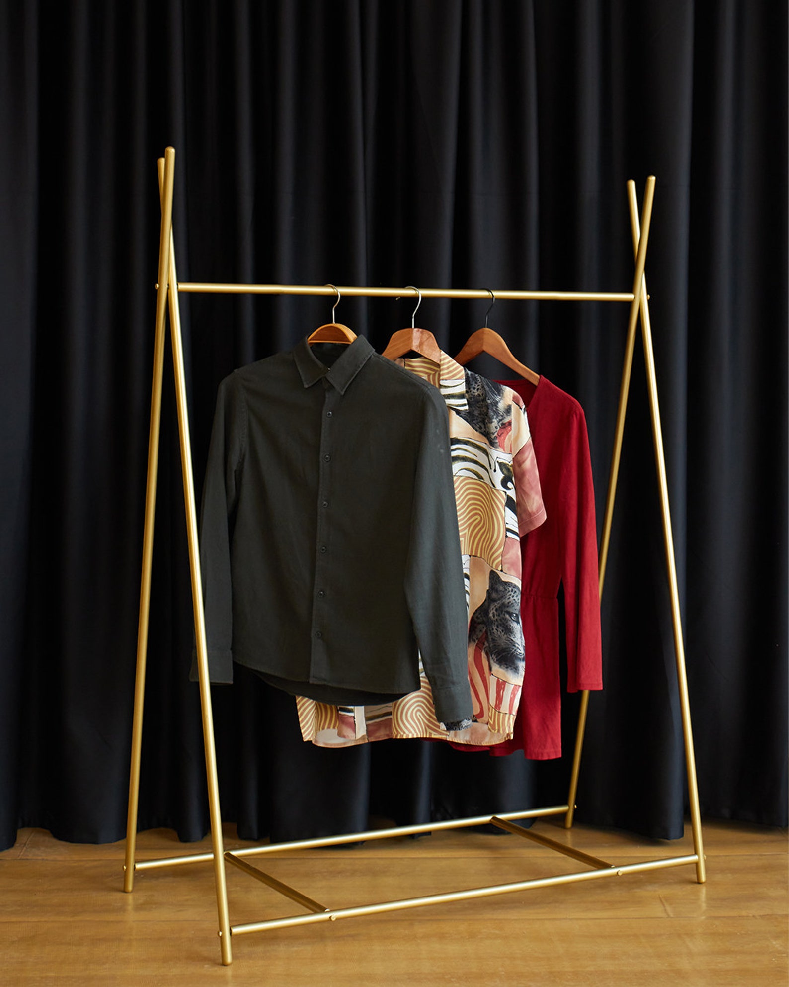 Industrial Clothes Rack Gold Clothing Rack Standing Coat Rack Clothes ...