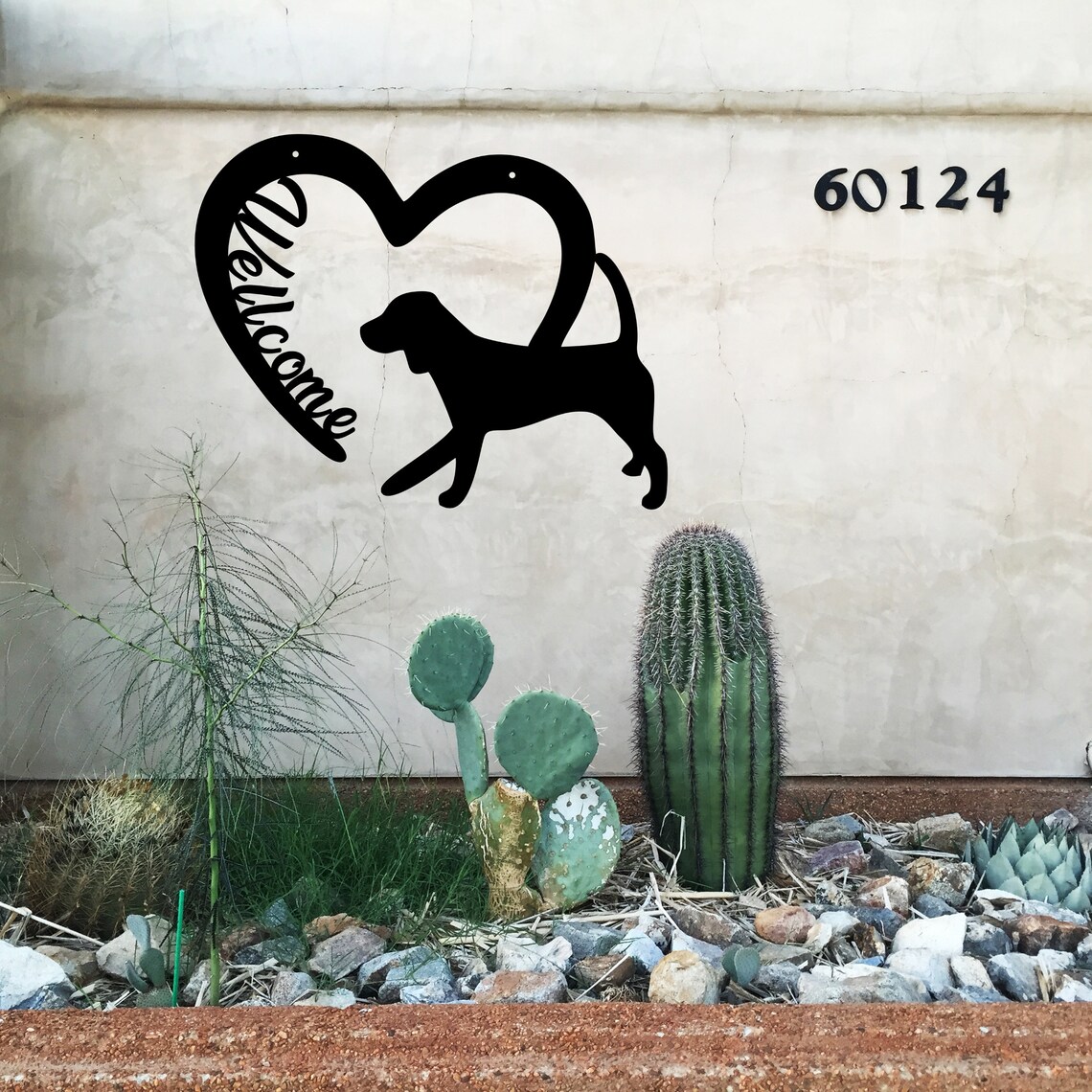 Welcome Sign With Dog and Heart Silhouette Metal Wall Art - Etsy