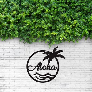 Metal Wall Art Decor Hawaii Aloha Sign, Custom Hanging Personalized ...