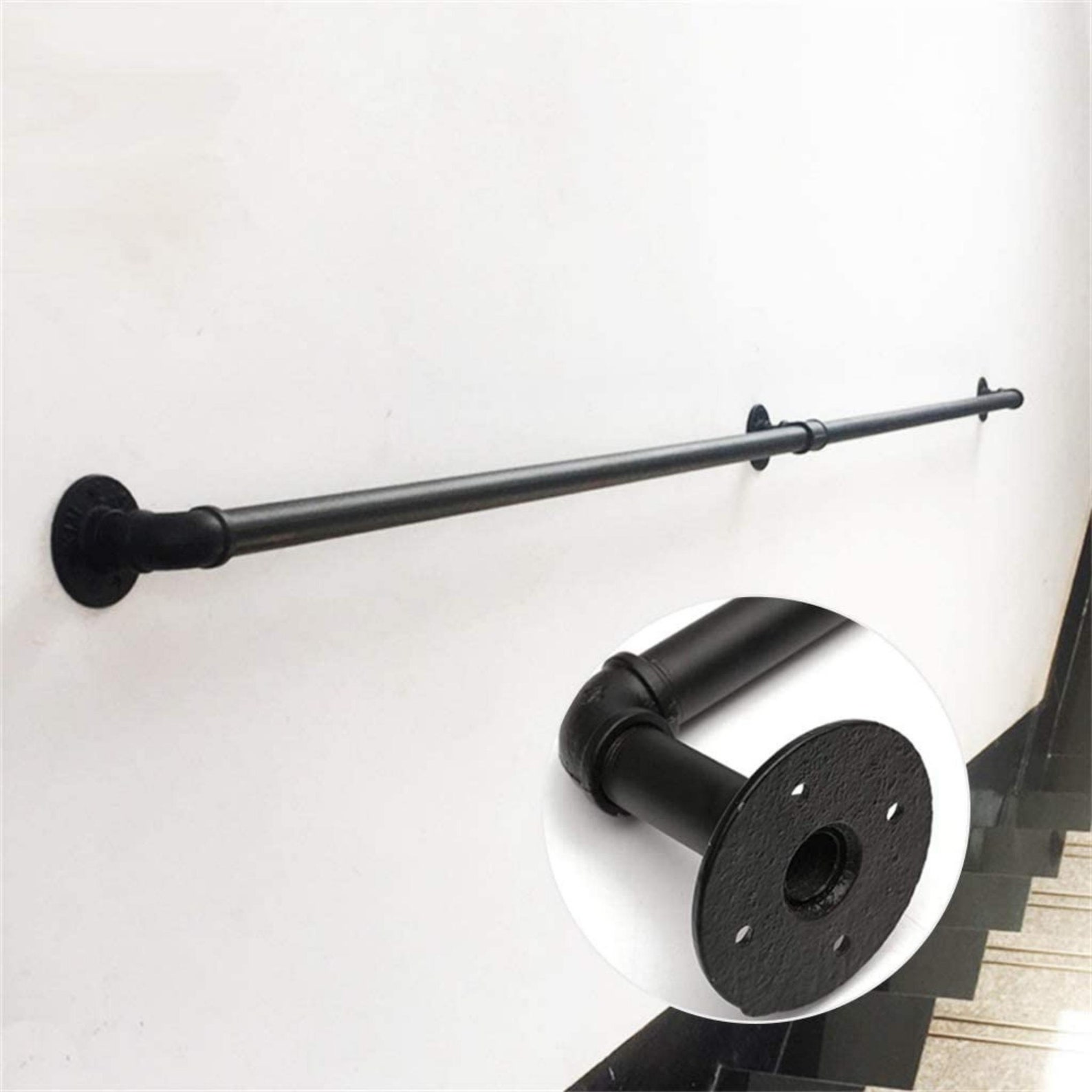 Industrial Handrail for Stairs With Bracket Wall Mounted - Etsy