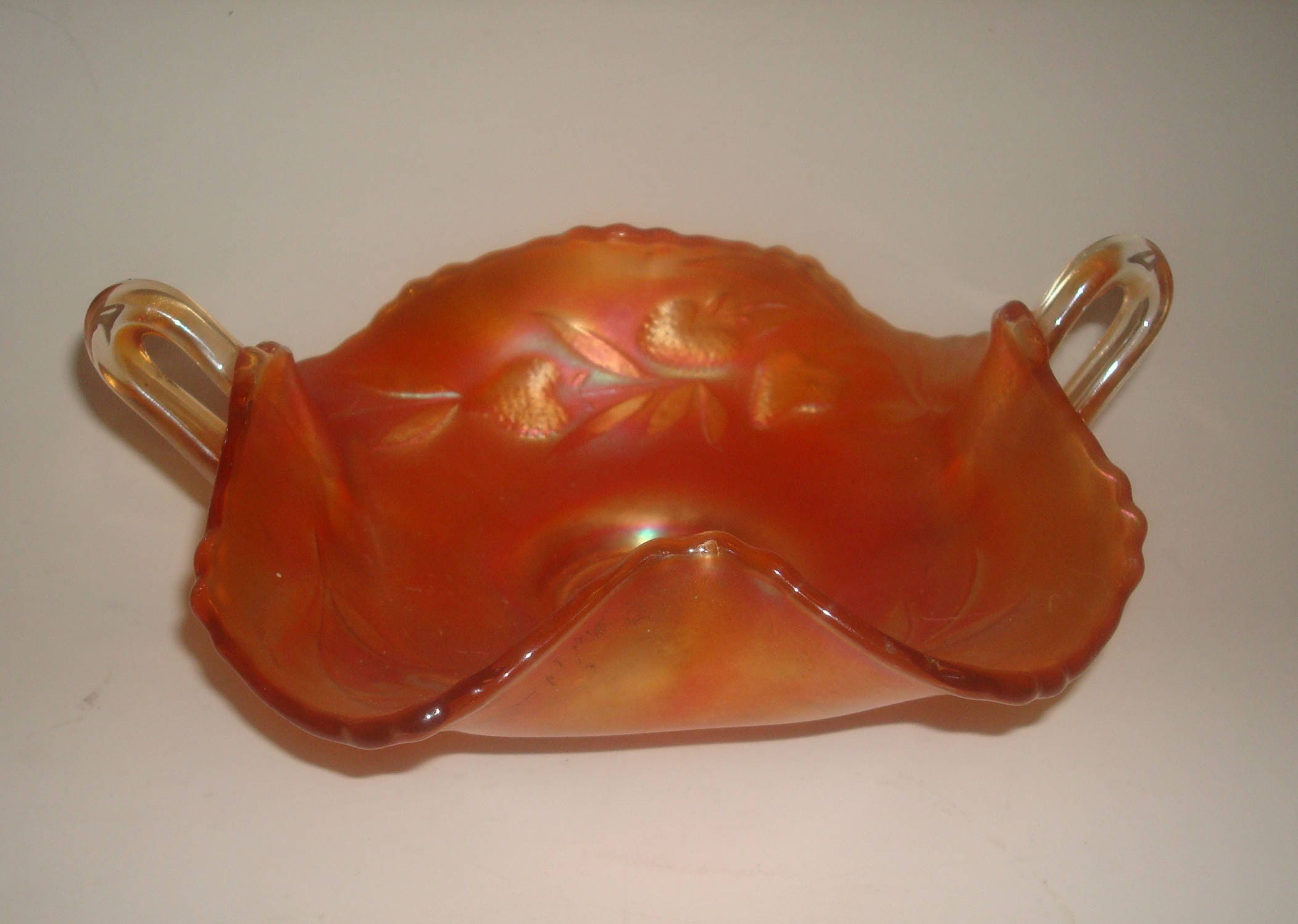 Fenton Strawberry Pattern Marigold Carnival Glass Dish | Etsy