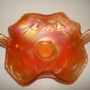 Fenton Strawberry Pattern Marigold Carnival Glass Dish | Etsy