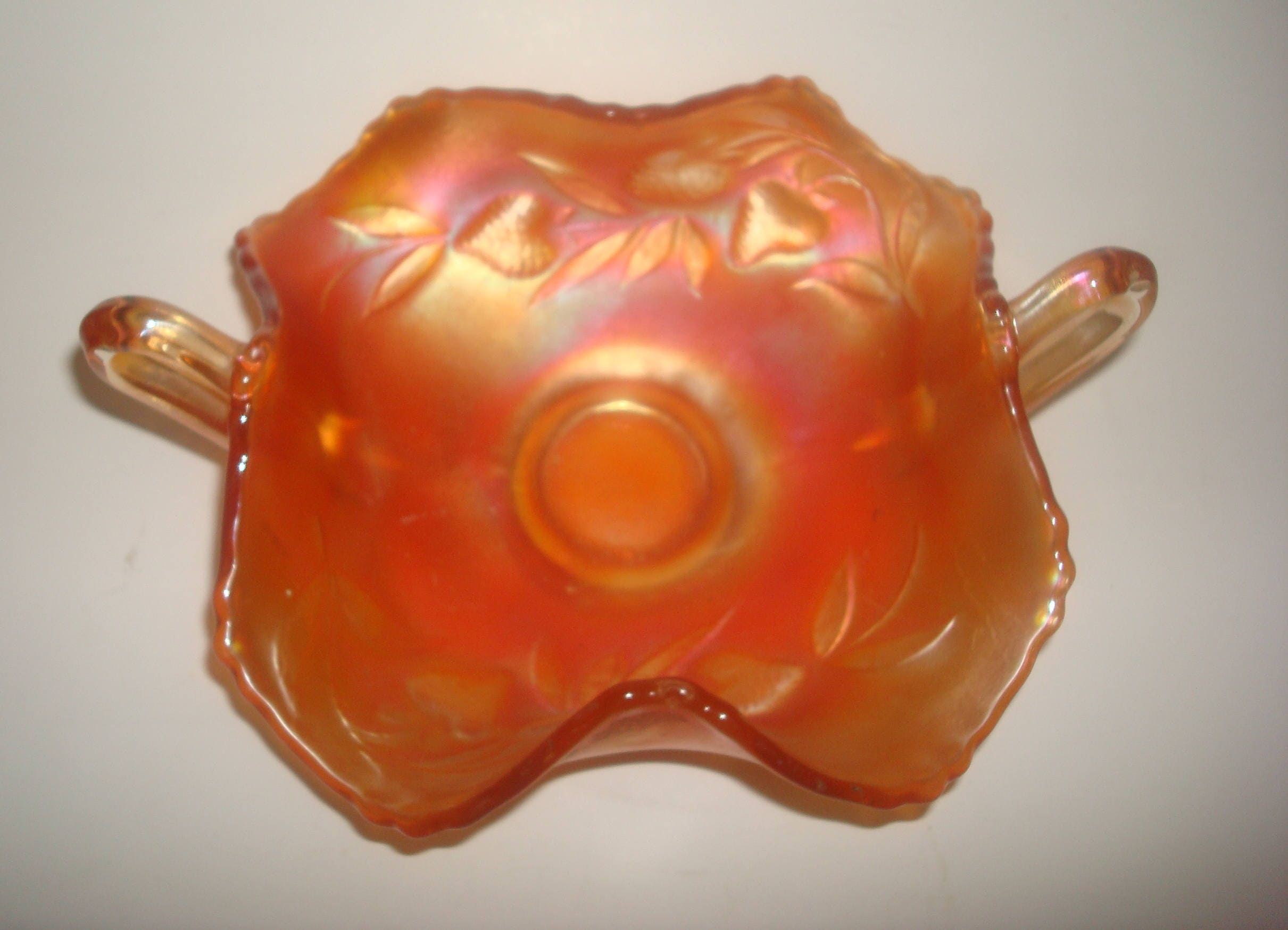 Fenton Strawberry Pattern Marigold Carnival Glass Dish | Etsy