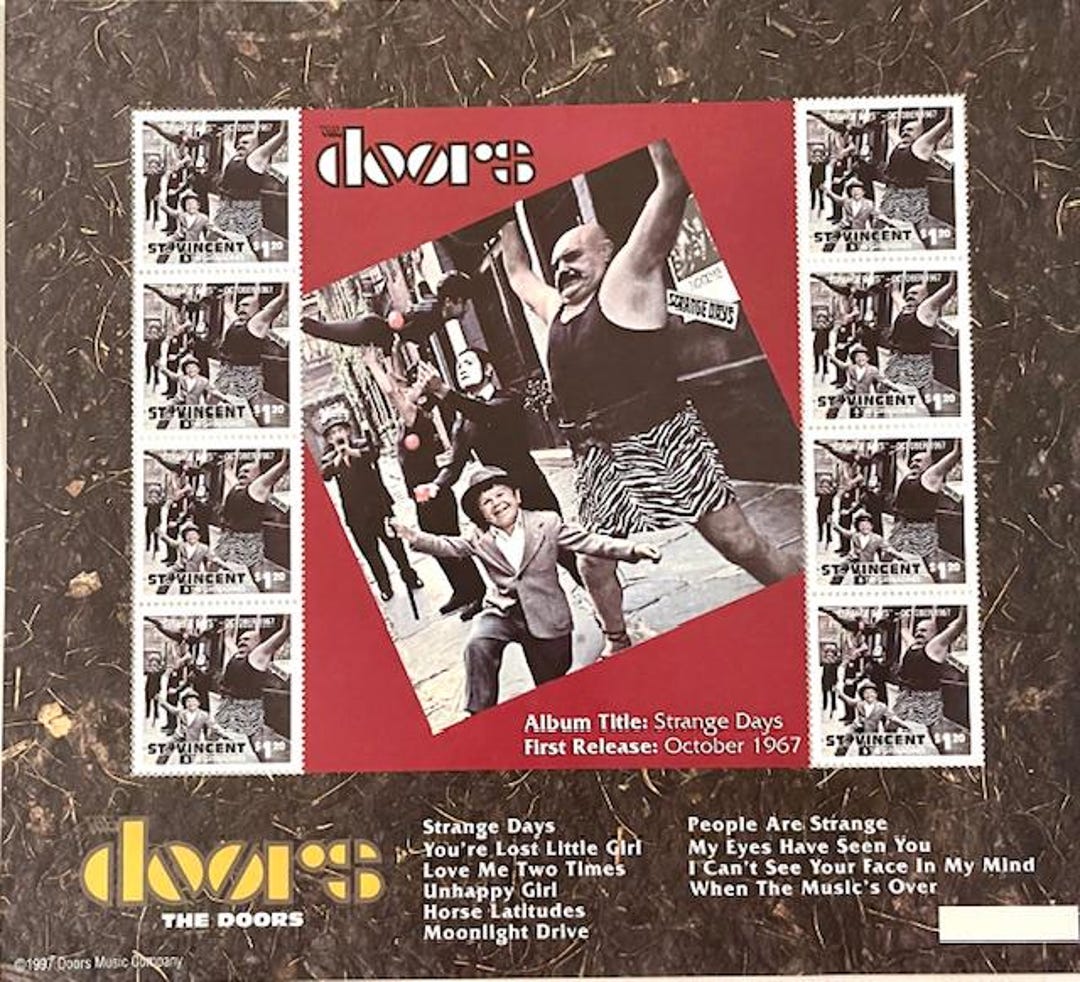 The "doors- Strange Days Album" Set of 8 Genuine, Postage Stamps ...