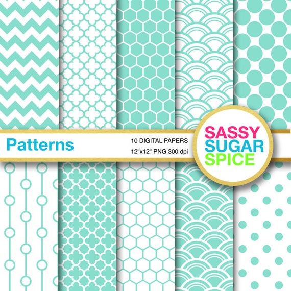 Items similar to Aqua Digital Papers Baby Blue Digital Papers Chevron ...
