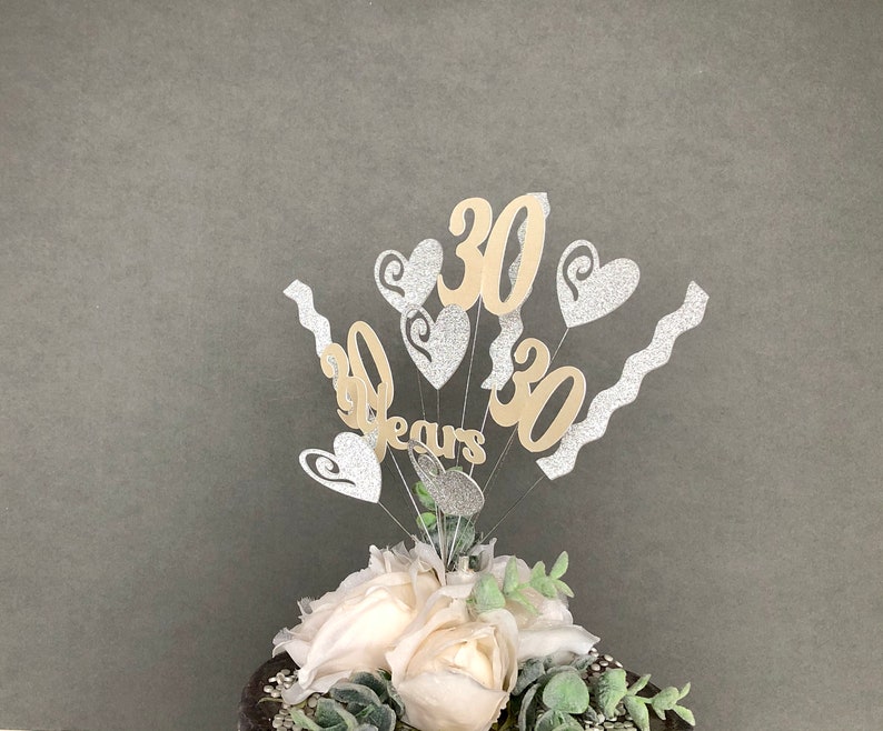 30th Pearl Wedding Anniversary Glitter Card Cake Topper - Etsy