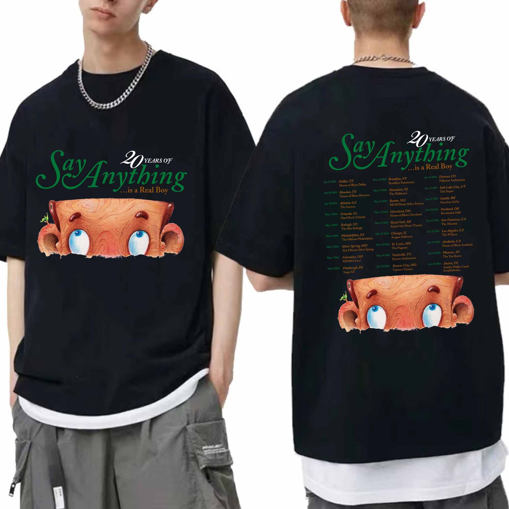 Say Anything 2024 Tour Shirt, 2024 is a Real Boy 20th Anniversary Tour ...
