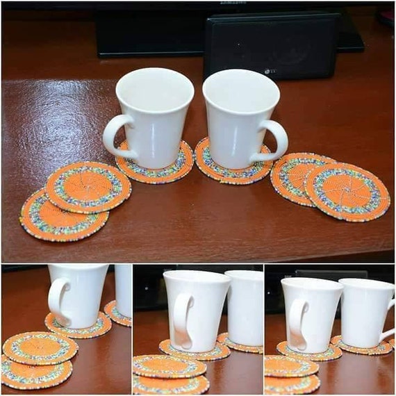 African Beaded Coasters Set | Etsy