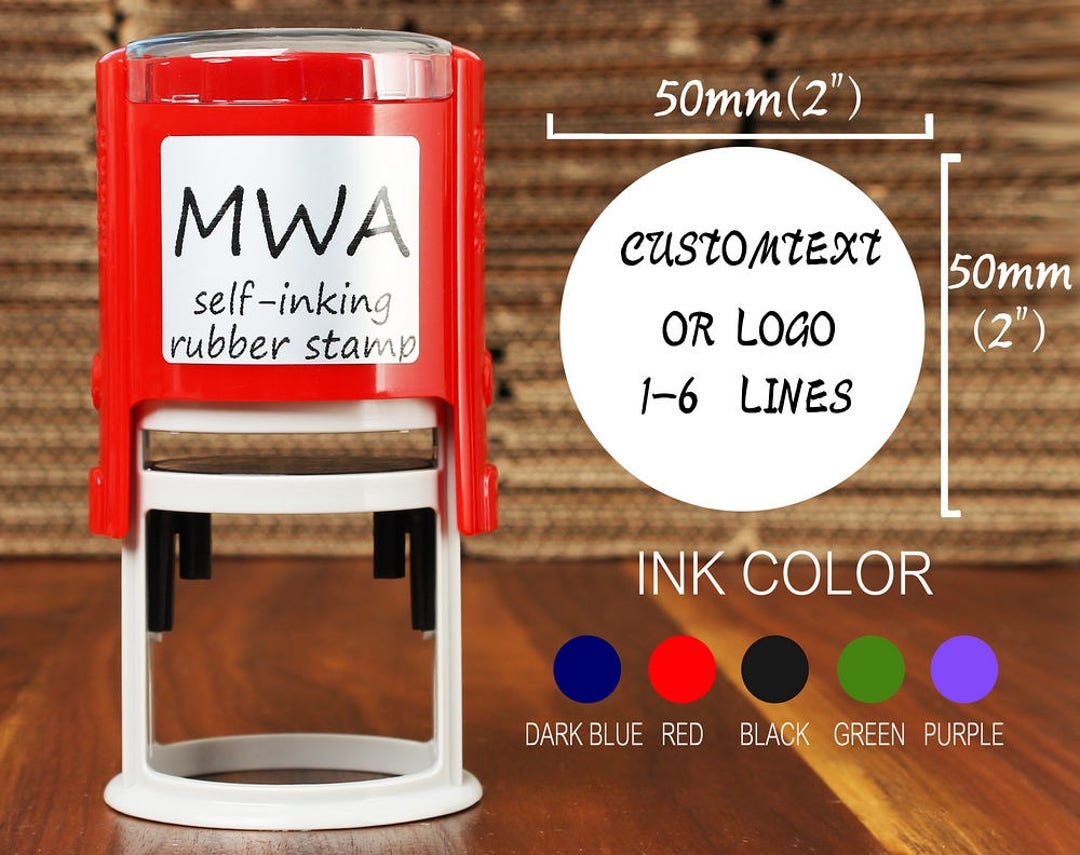 Custom Round Rubber Stamp Self Inking Personalized Stamp on - Etsy