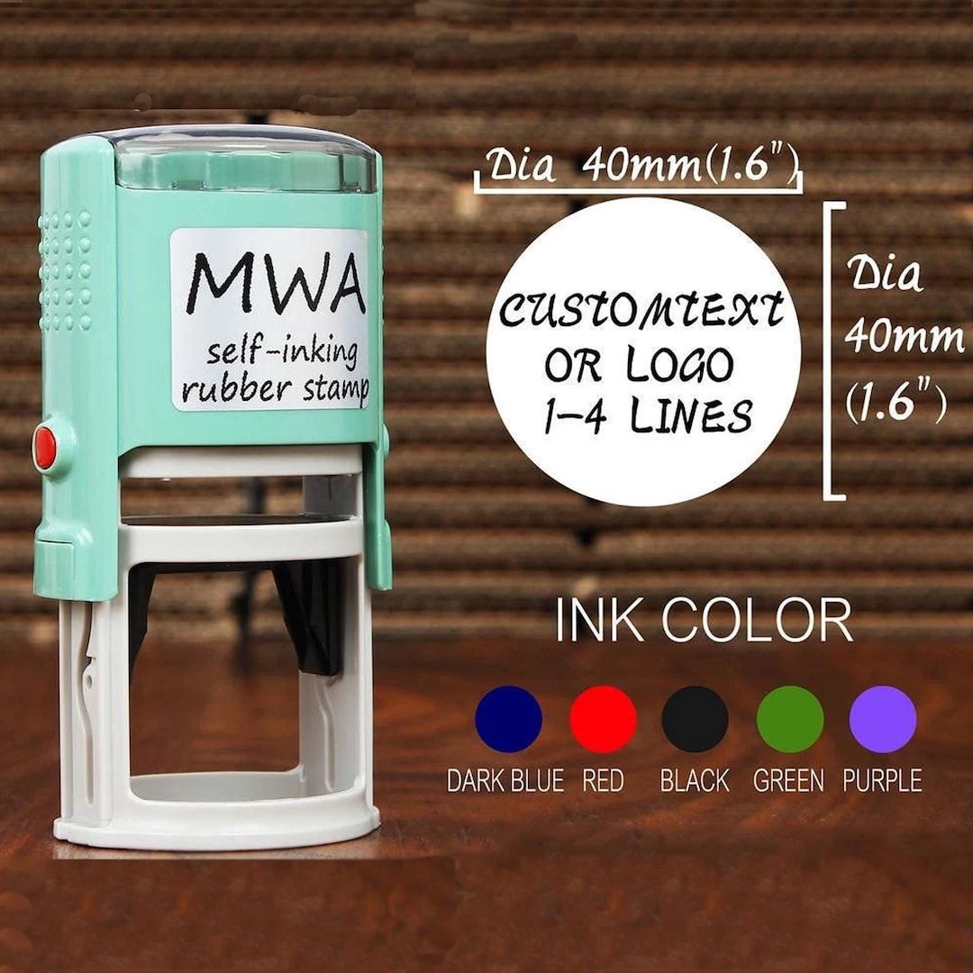 Custom Round Rubber Stamp Self Inking Personalized Stamp on Business ...
