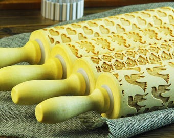 Scandinavian Folk Mini Rolling Pin Embossing Rolling Pin - Etsy