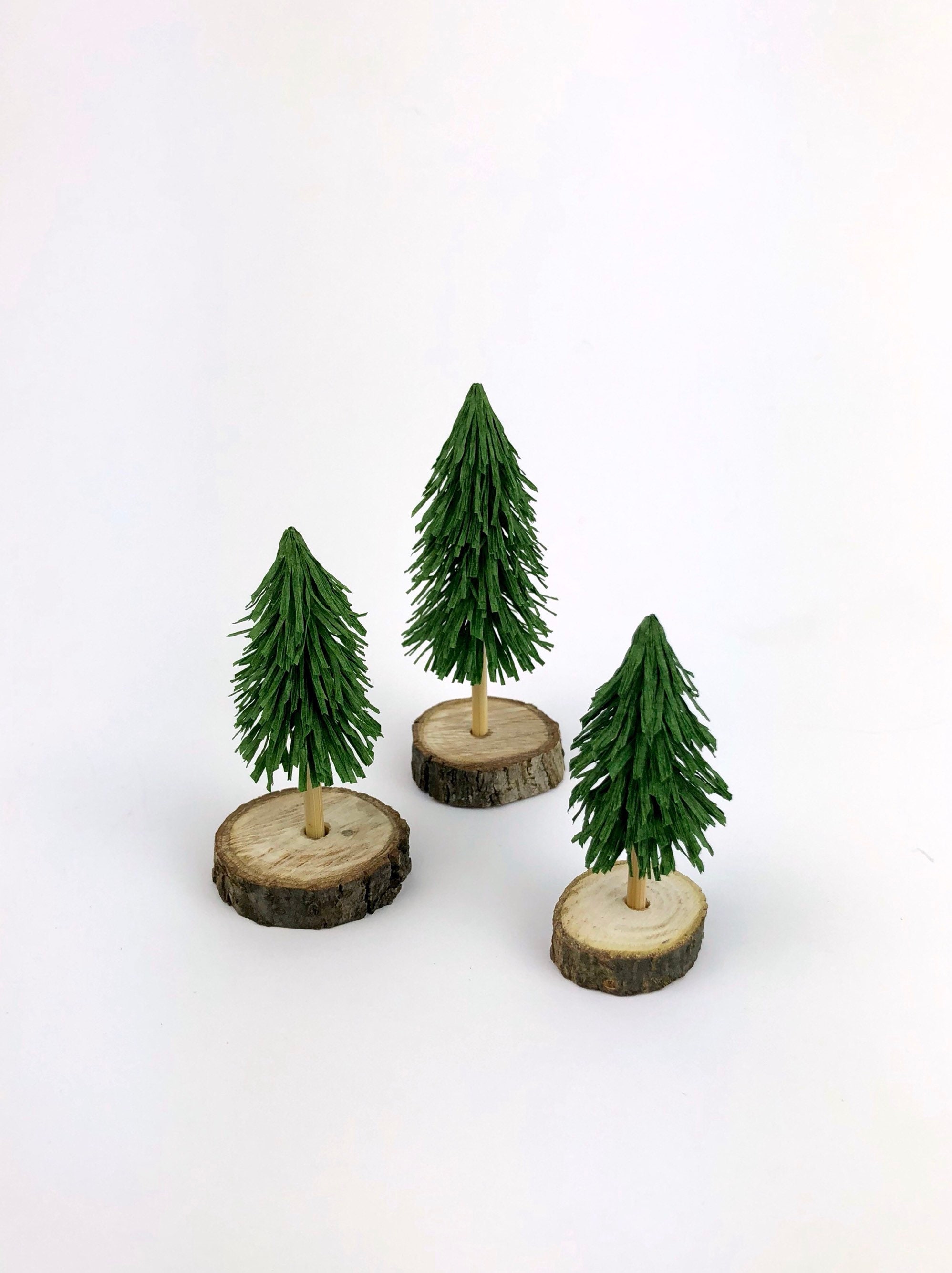 Small Pine Tree Crepe Paper Miniature Tree Winter Forest - Etsy