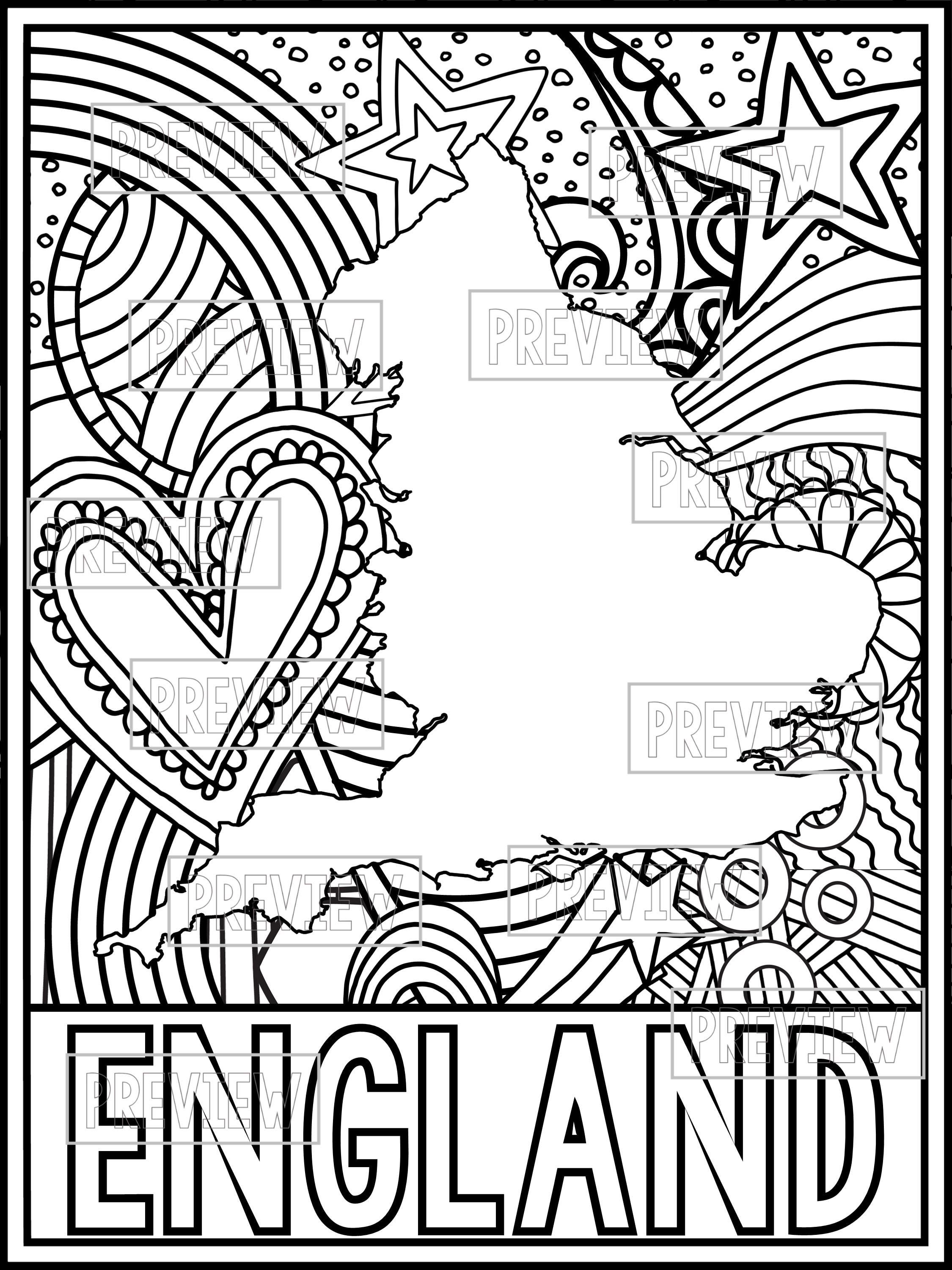 England Coloring Page and Graphic Organizer Country Study Printable ...