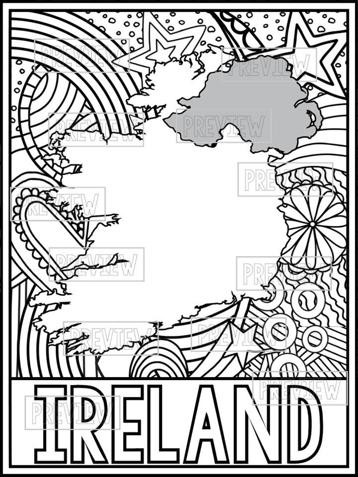 Ireland Coloring Page and Graphic Organizer Country Study Printable ...
