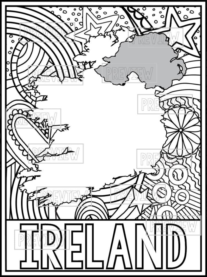 Ireland Coloring Page and Graphic Organizer Country Study Printable ...