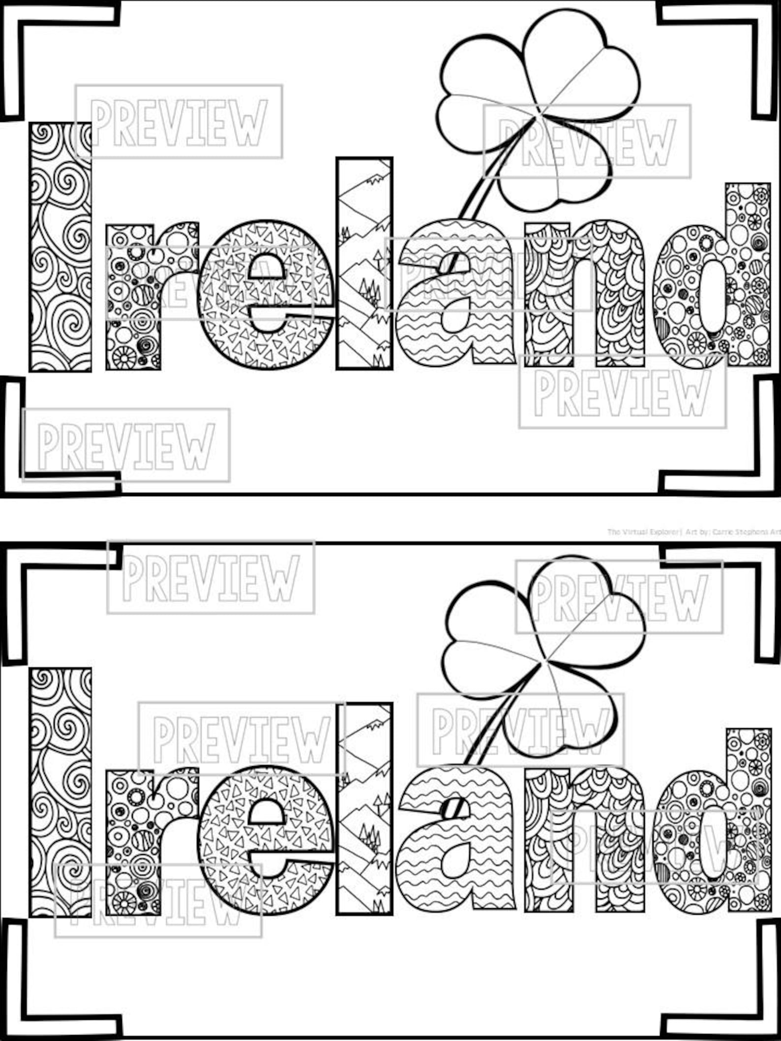 Ireland Coloring Page and Graphic Organizer Country Study Printable ...