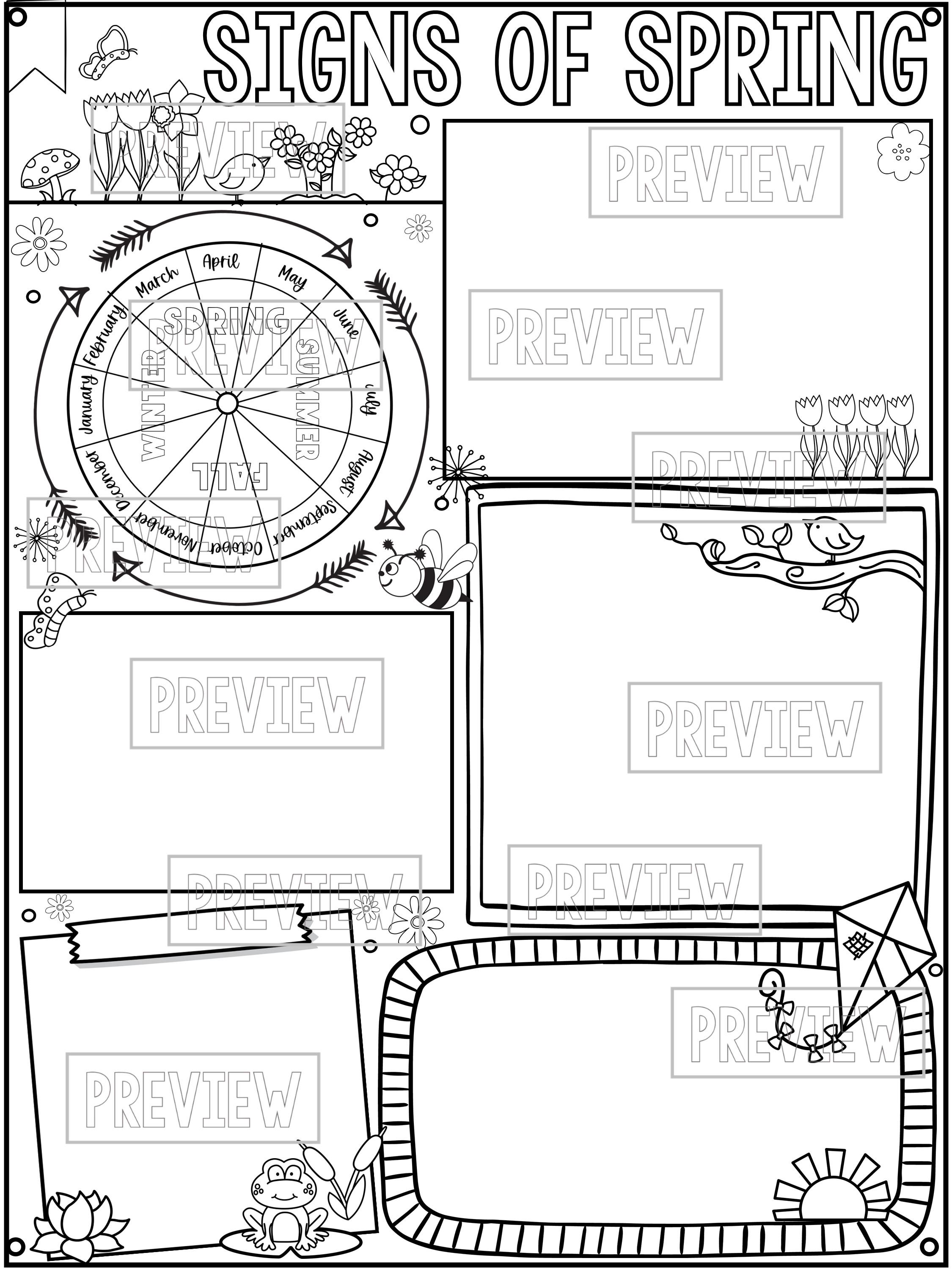 Spring Coloring Page and Graphic Organizer Digital Learning Printable ...