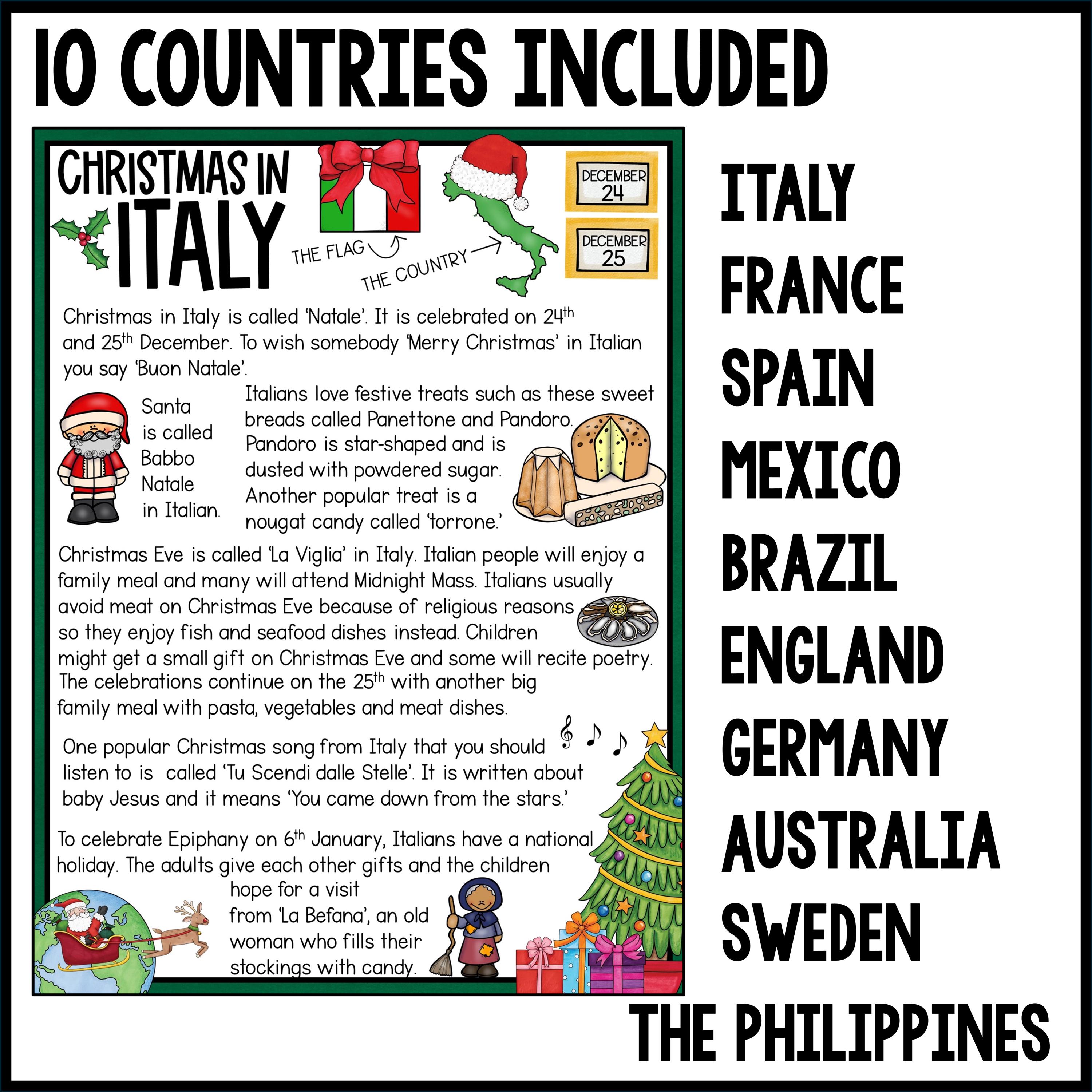 Christmas Holidays Around the World 10 Countries Printables for ...