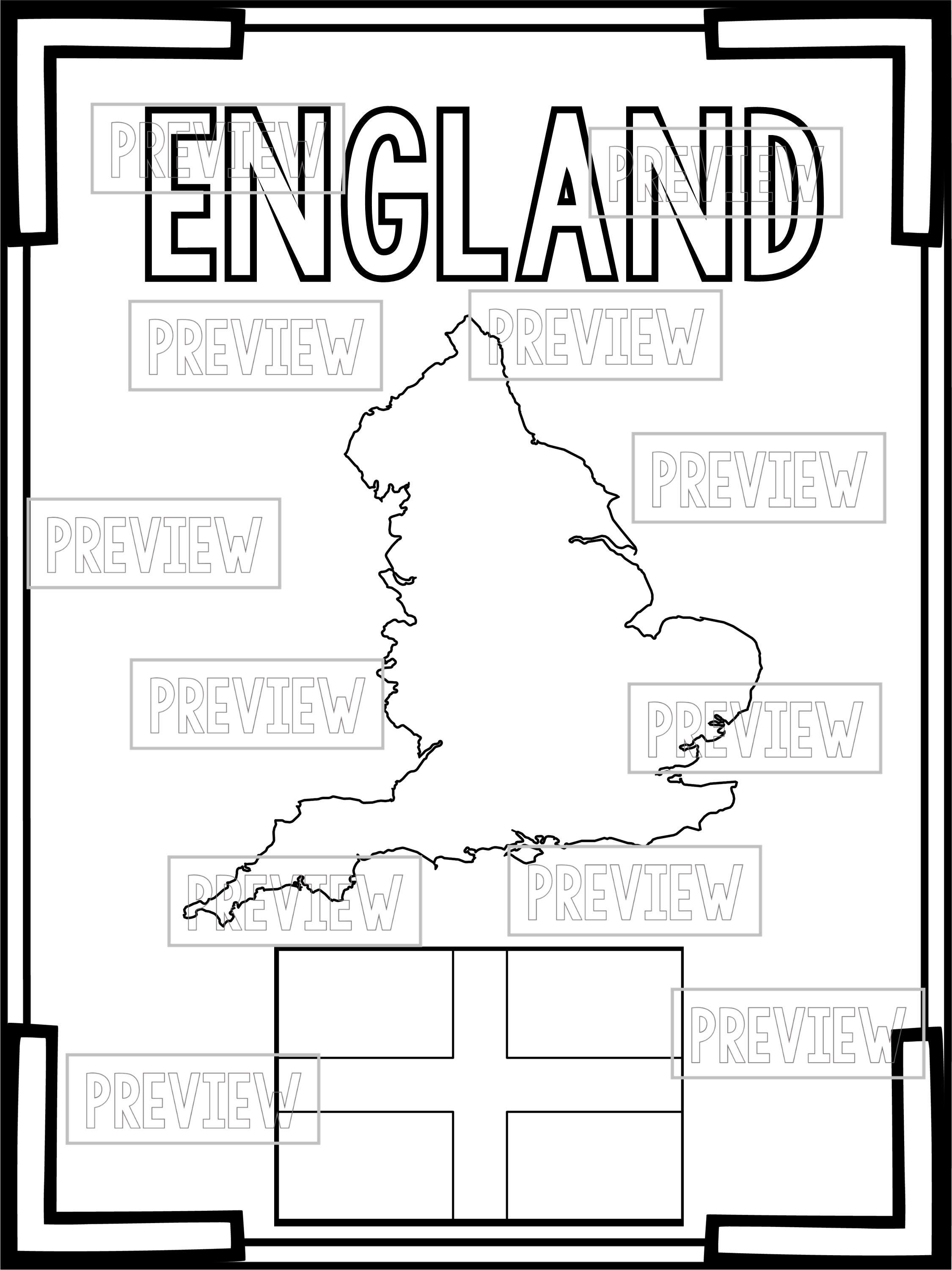 England Coloring Page and Graphic Organizer Country Study Printable ...