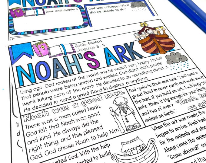 Noah's Ark Bible Lesson Activities Catholic Christian Sunday School ...