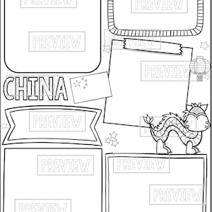 China Coloring Page and Graphic Organizer Country Study Printable Fact ...