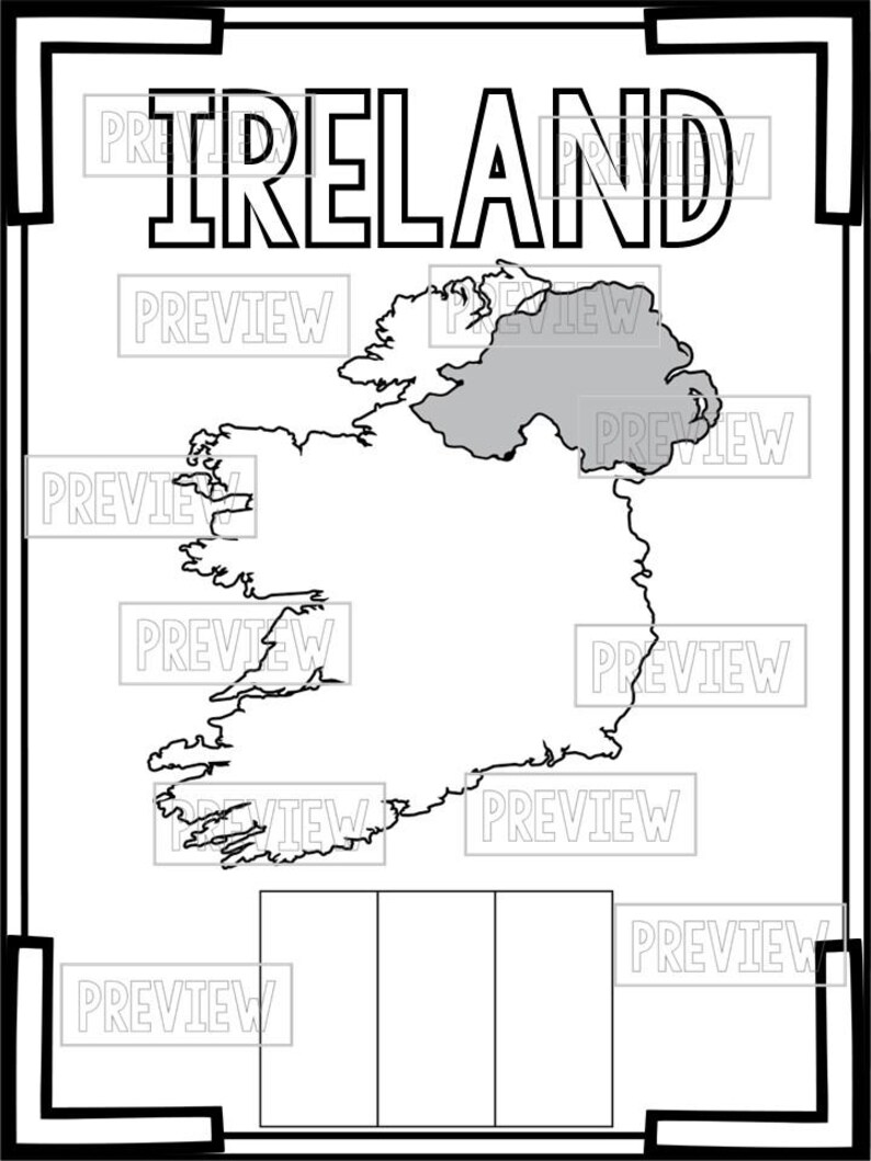 Ireland Coloring Page and Graphic Organizer Country Study Printable ...