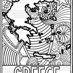 Greece Coloring Page and Graphic Organizer Country Study Printable Fact ...