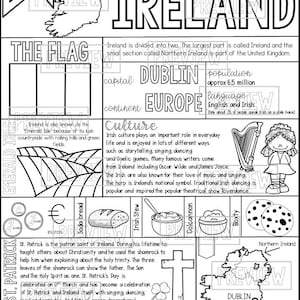 Ireland Coloring Page and Graphic Organizer Country Study Printable ...