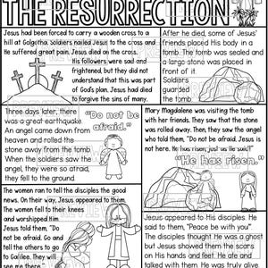 The Resurrection Bible Lesson Coloring Page and Comprehension ...