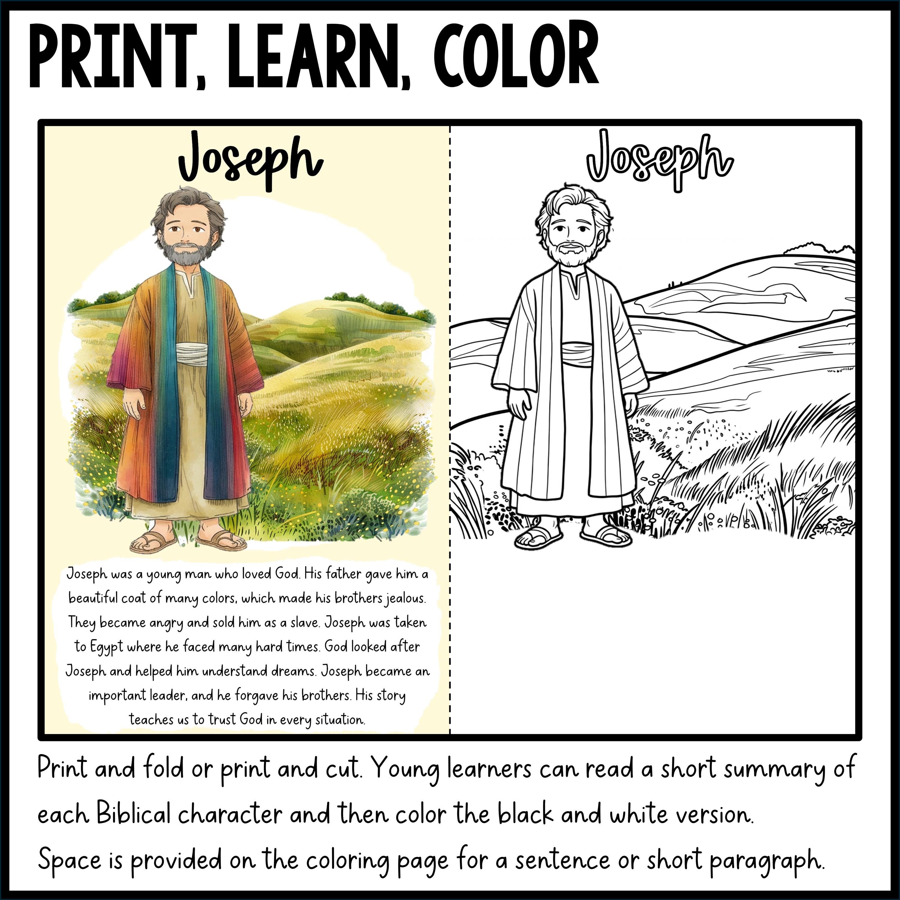 10 Old Testament Bible Character Cards - Printable Cards With Coloring ...