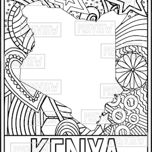 Kenya Coloring Page and Graphic Organizer Country Study Printable Fact ...