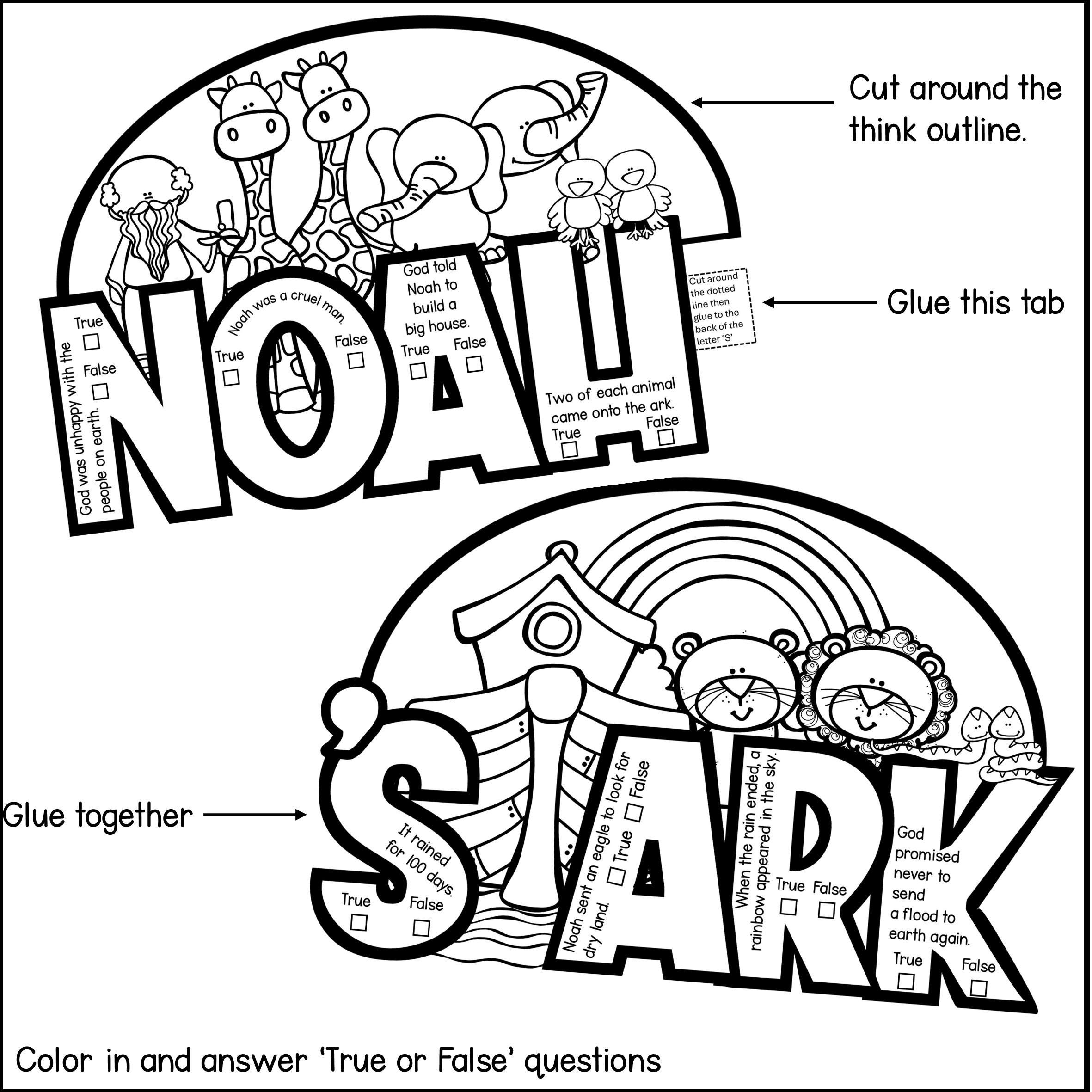 Noah's Ark Bible Lesson Coloring Page, Activity Placemat and ...
