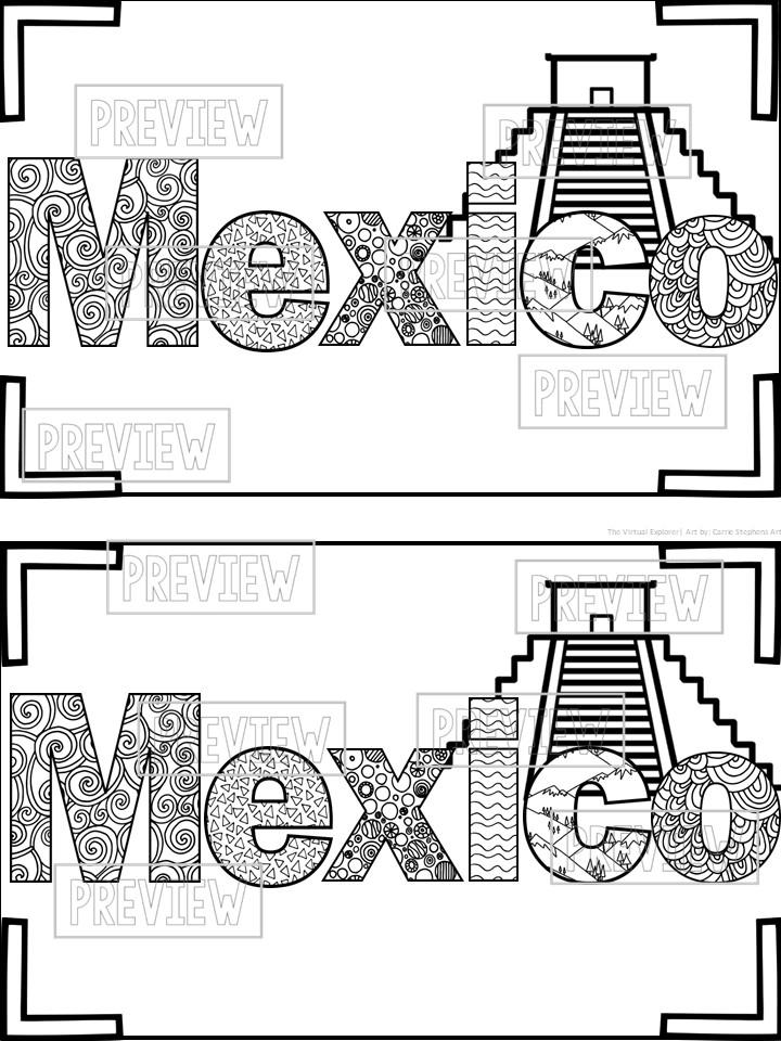 Mexico Coloring Page and Graphic Organizer Country Study Printable Fact ...