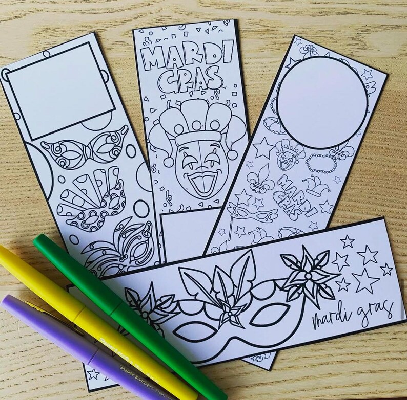 Mardi Gras Bookmarks Easy No Prep Mardi Gras Activity for Teachers and ...
