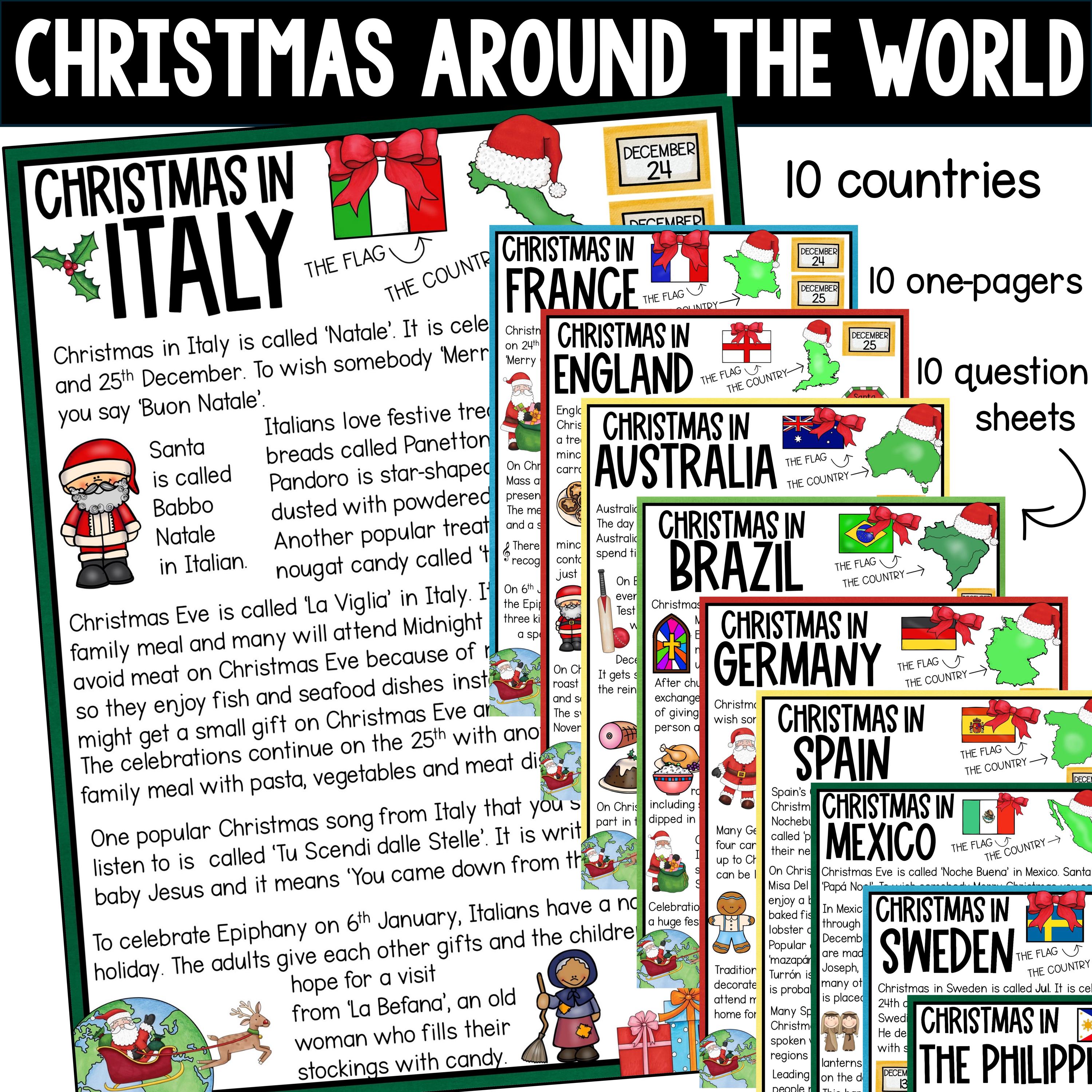 Christmas Holidays Around the World 10 Countries Printables for ...