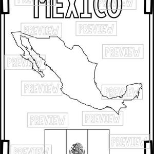 Mexico Coloring Page and Graphic Organizer Country Study Printable Fact ...