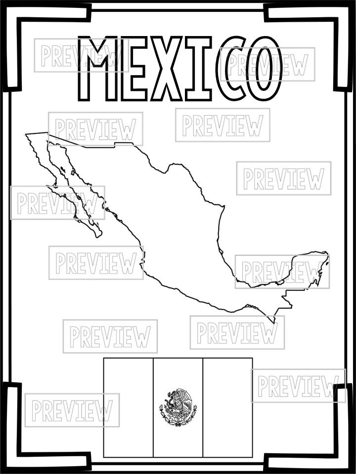 Mexico Coloring Page and Graphic Organizer Country Study Printable Fact ...
