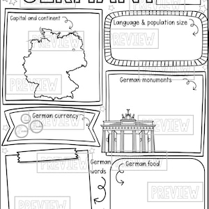 Germany Coloring Page and Graphic Organizer Country Study Printable ...
