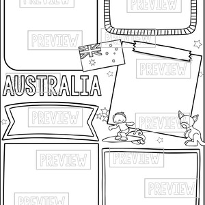 Australia Coloring Page Graphic Organizer Printable Australia Country ...