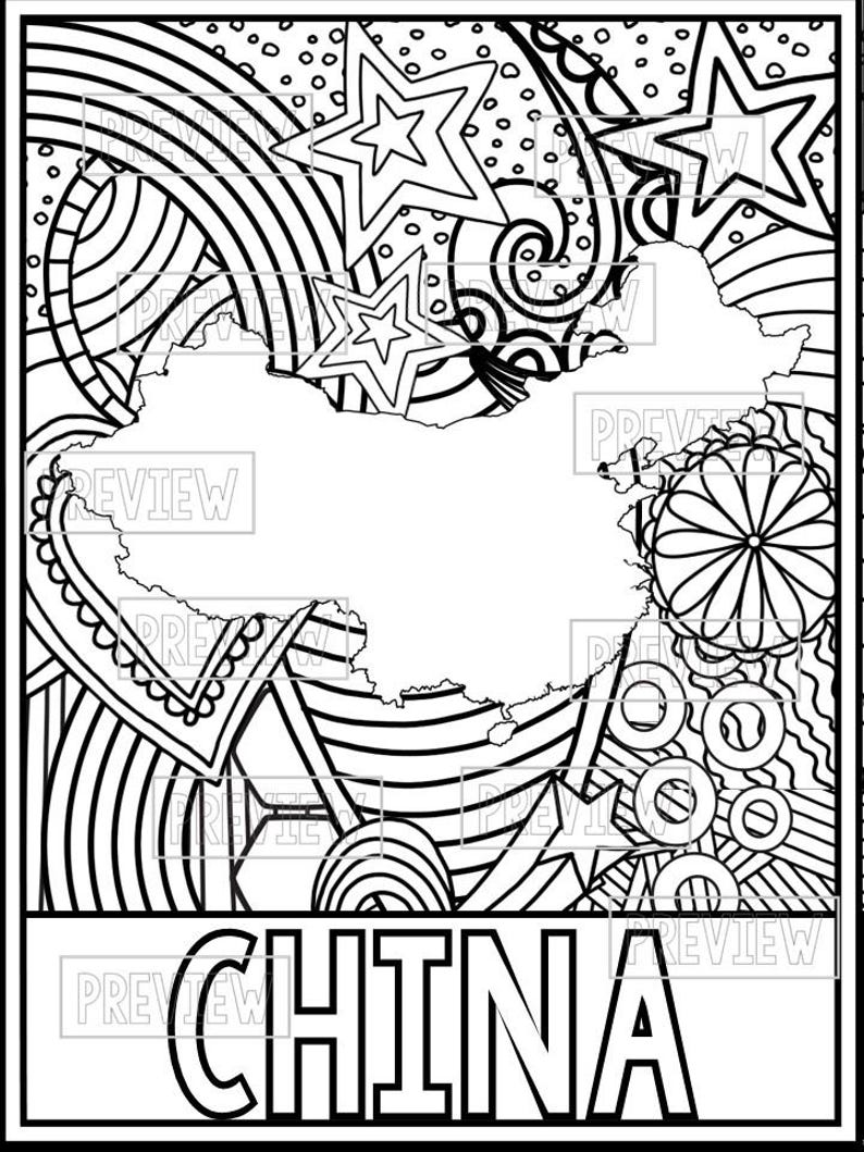 China Coloring Page and Graphic Organizer Country Study Printable Fact ...