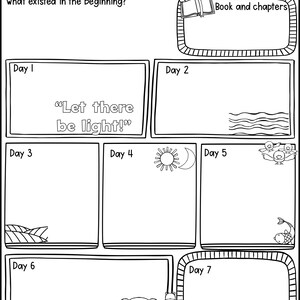 The Beginning Creation Bible Story Printable Coloring Page Worksheet ...
