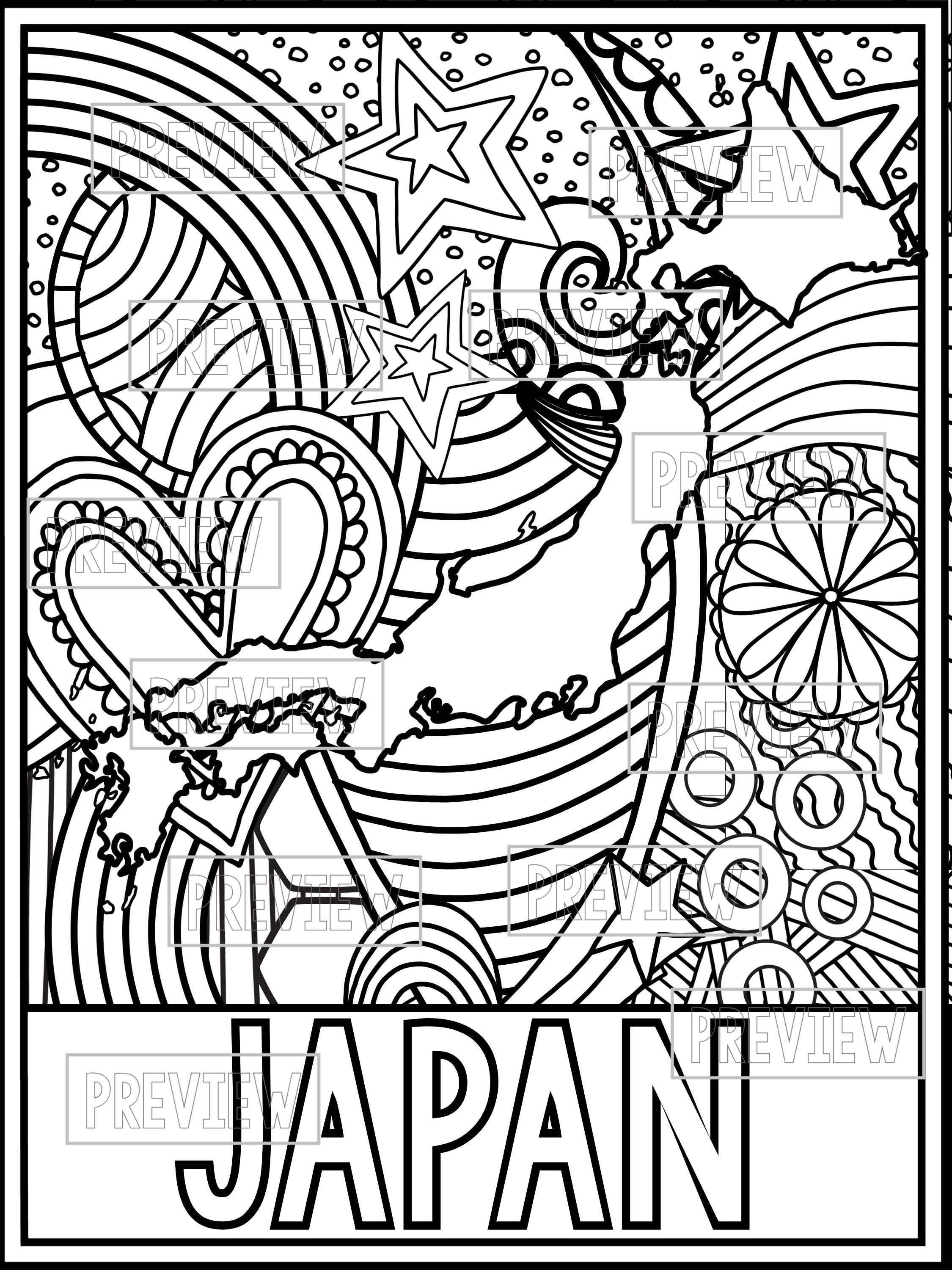Japan Coloring Page and Graphic Organizer Country Study Printable Fact ...