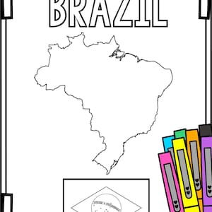Brazil Coloring Page and Graphic Organizer Country Study Printable Fact ...